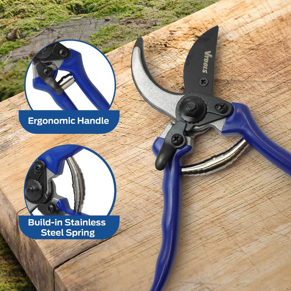 VTools 215mm Bypass Pruning Shears With Extra Blade & Compression ...