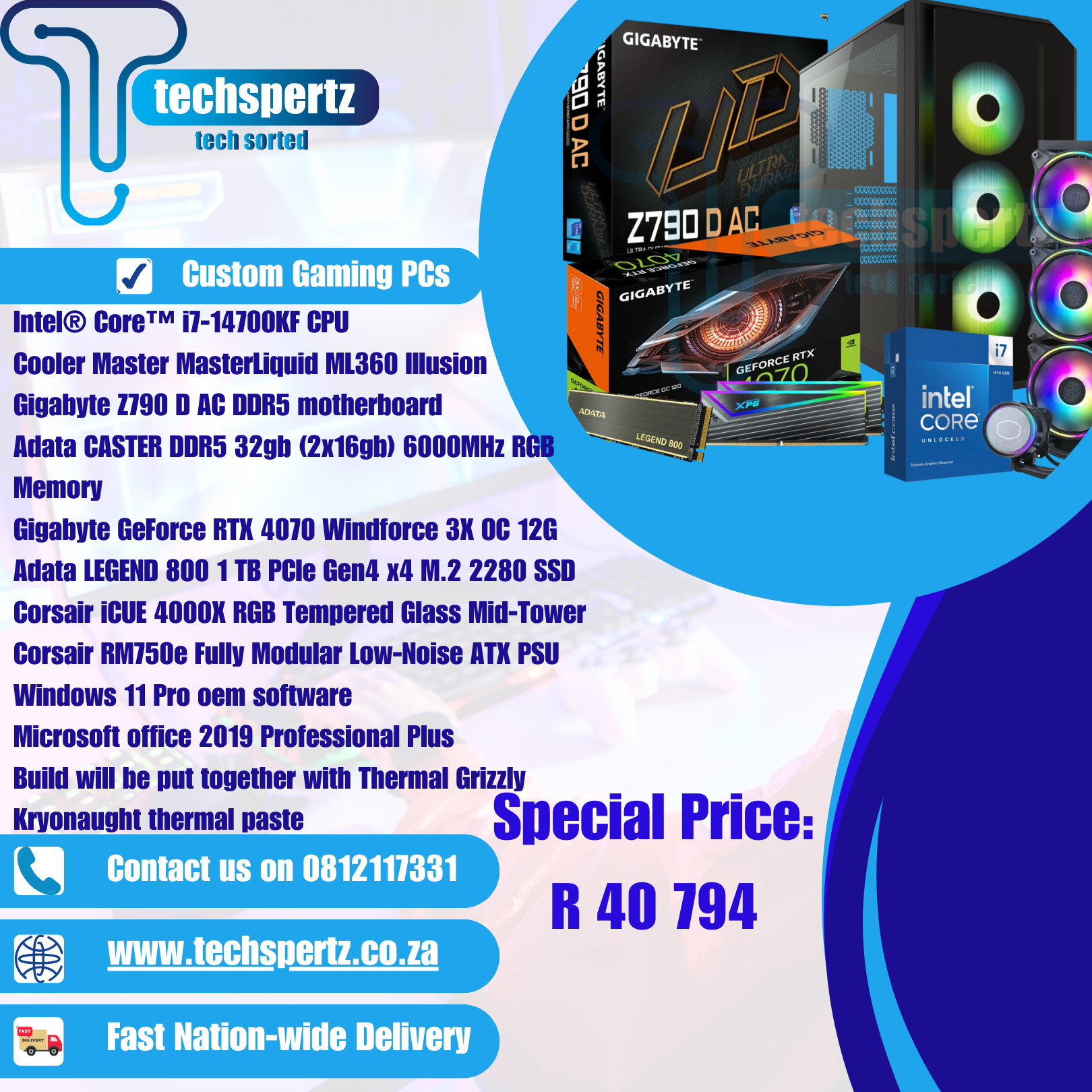 Intel® Core™ i7 14700KF 32GB DDR5 RTX 4070 Custom Gaming PC ...